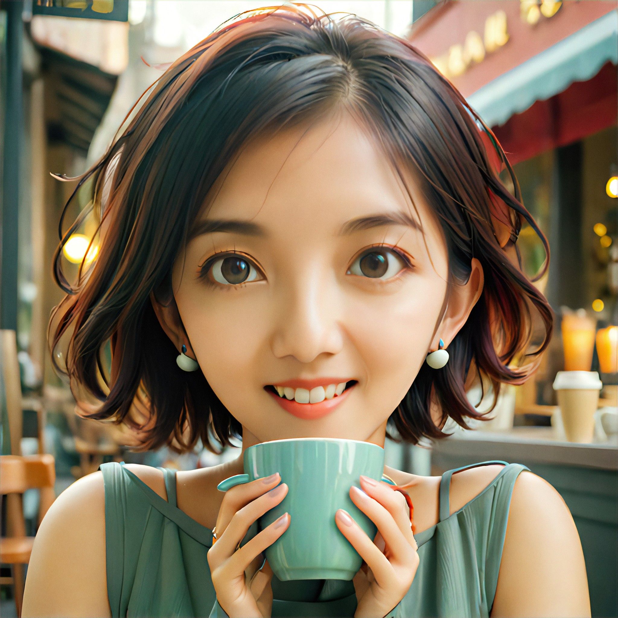 Girl Drinking Afternoon Tea fork A1 art girl-drinking-afternoon-tea-fork-a1-art