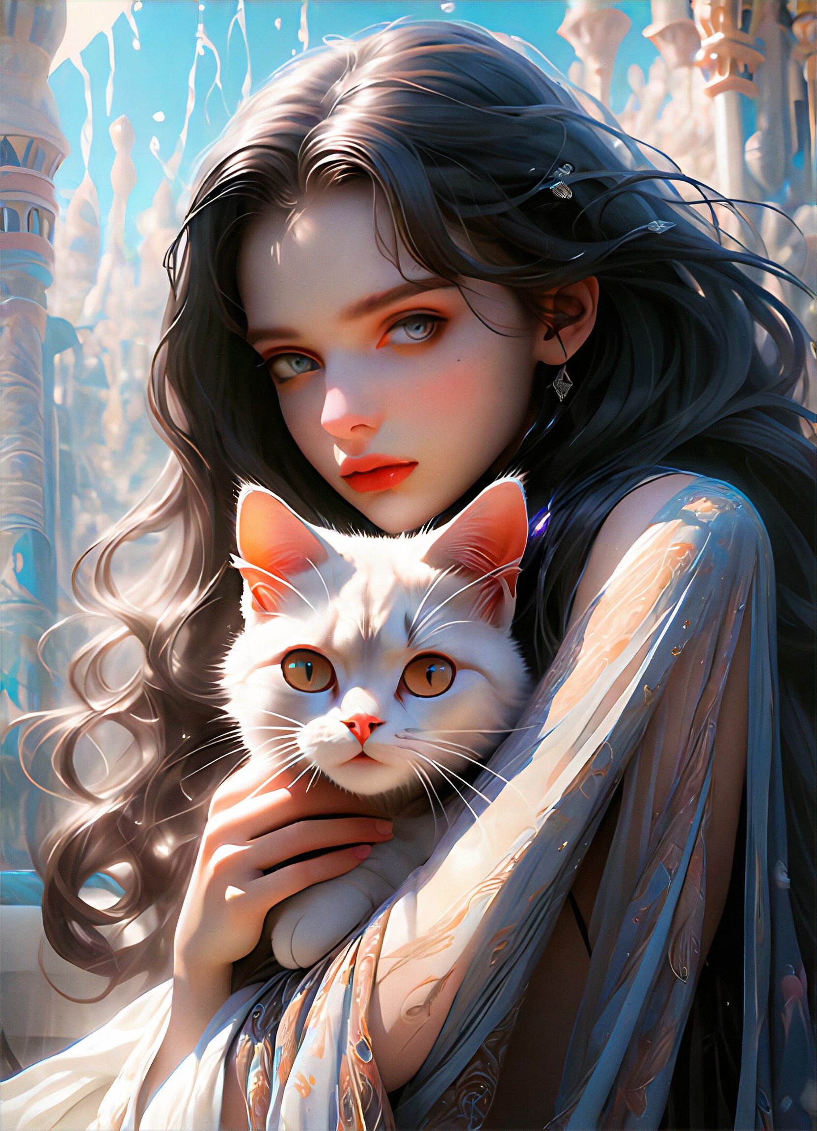 Girl and Cat | a1.art