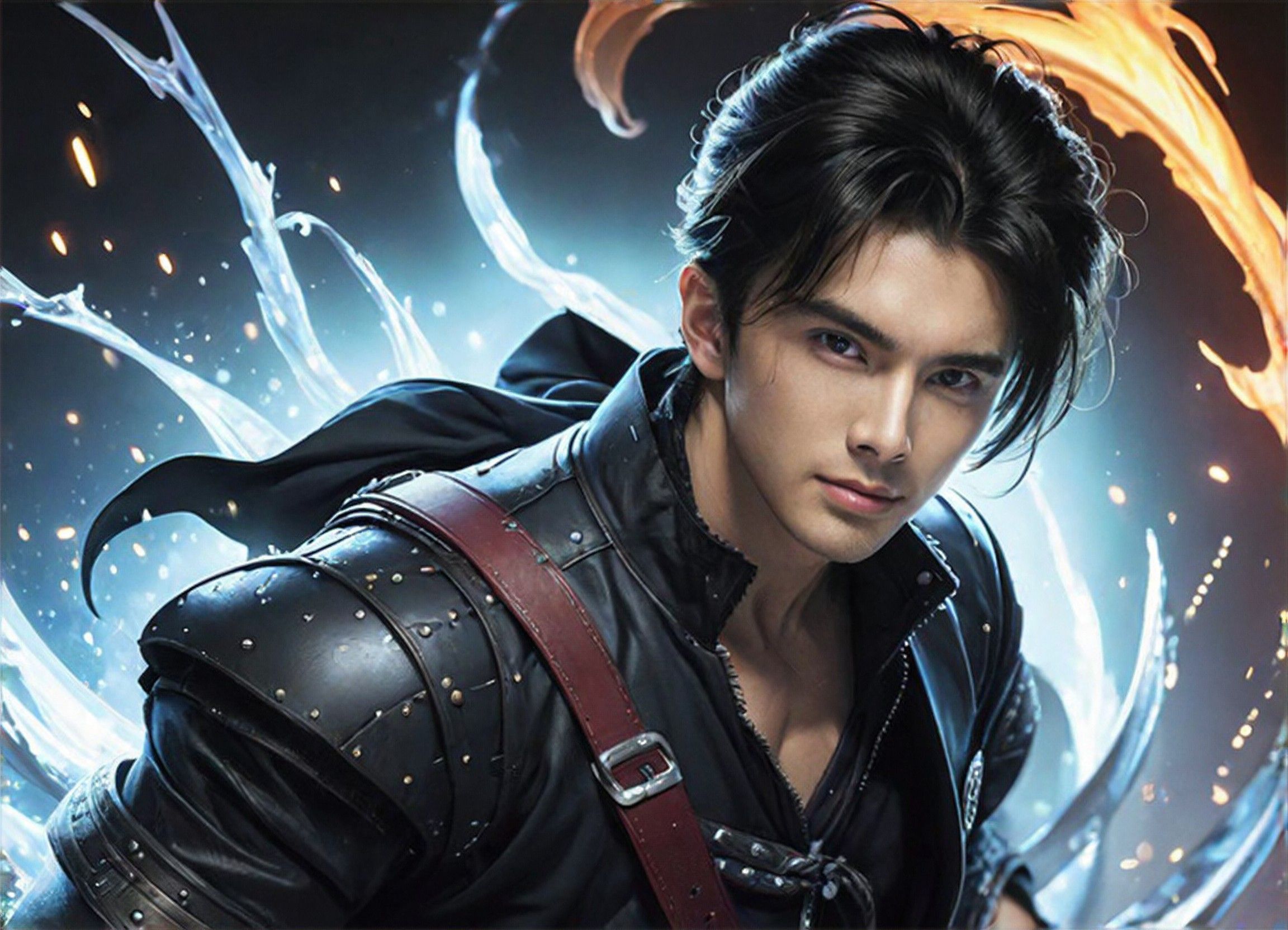 Buddhist monk wearing black leather jacket | a1.art