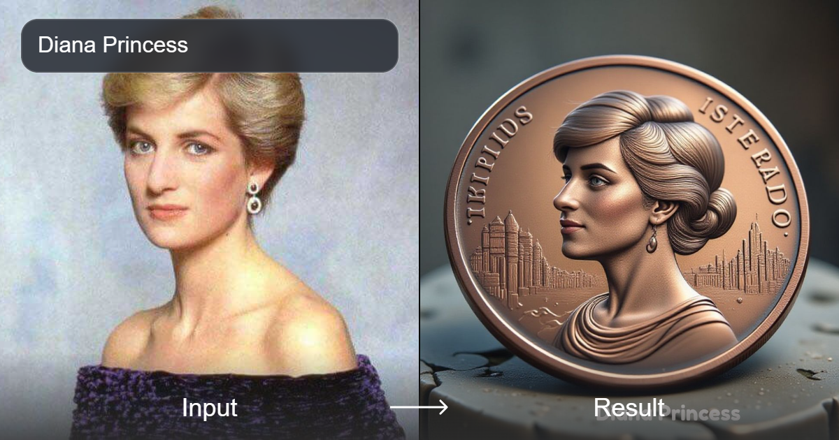 Celebrities on coins - Master 3D Image Generator | a1.art